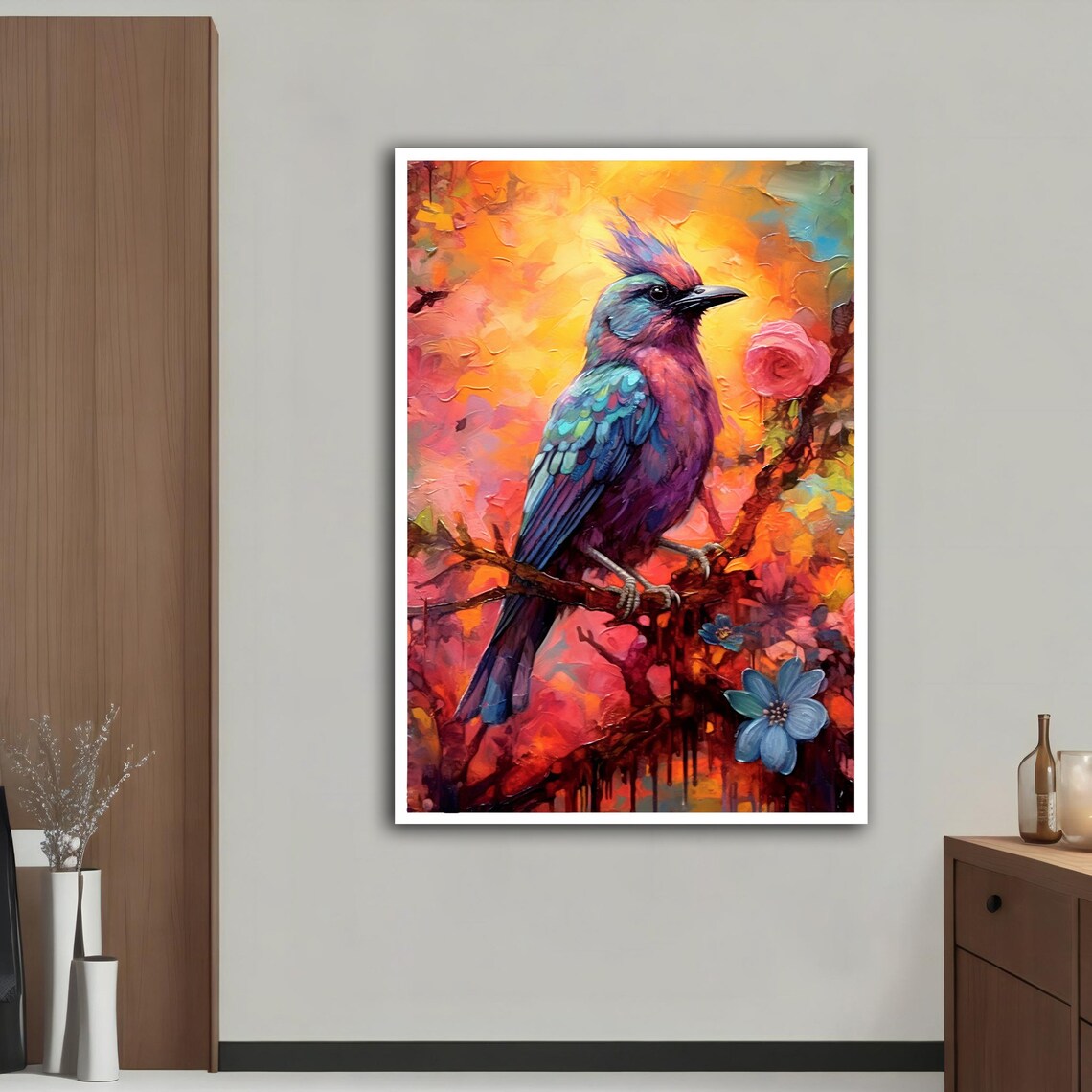 Colorful Bird Canvas Wall Art, Goldfinch Canvas Wall Art, Sparrow ...