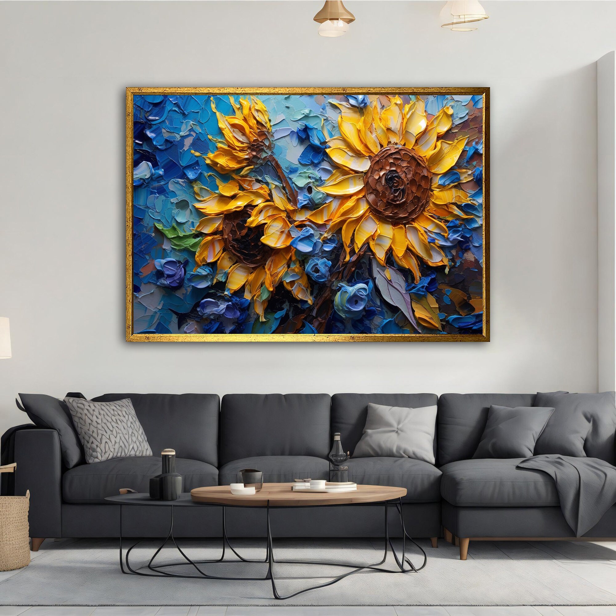 Sunflower Modern Canvas, Sunflower Wall Art, Sunflower Canvas Wall Art ...