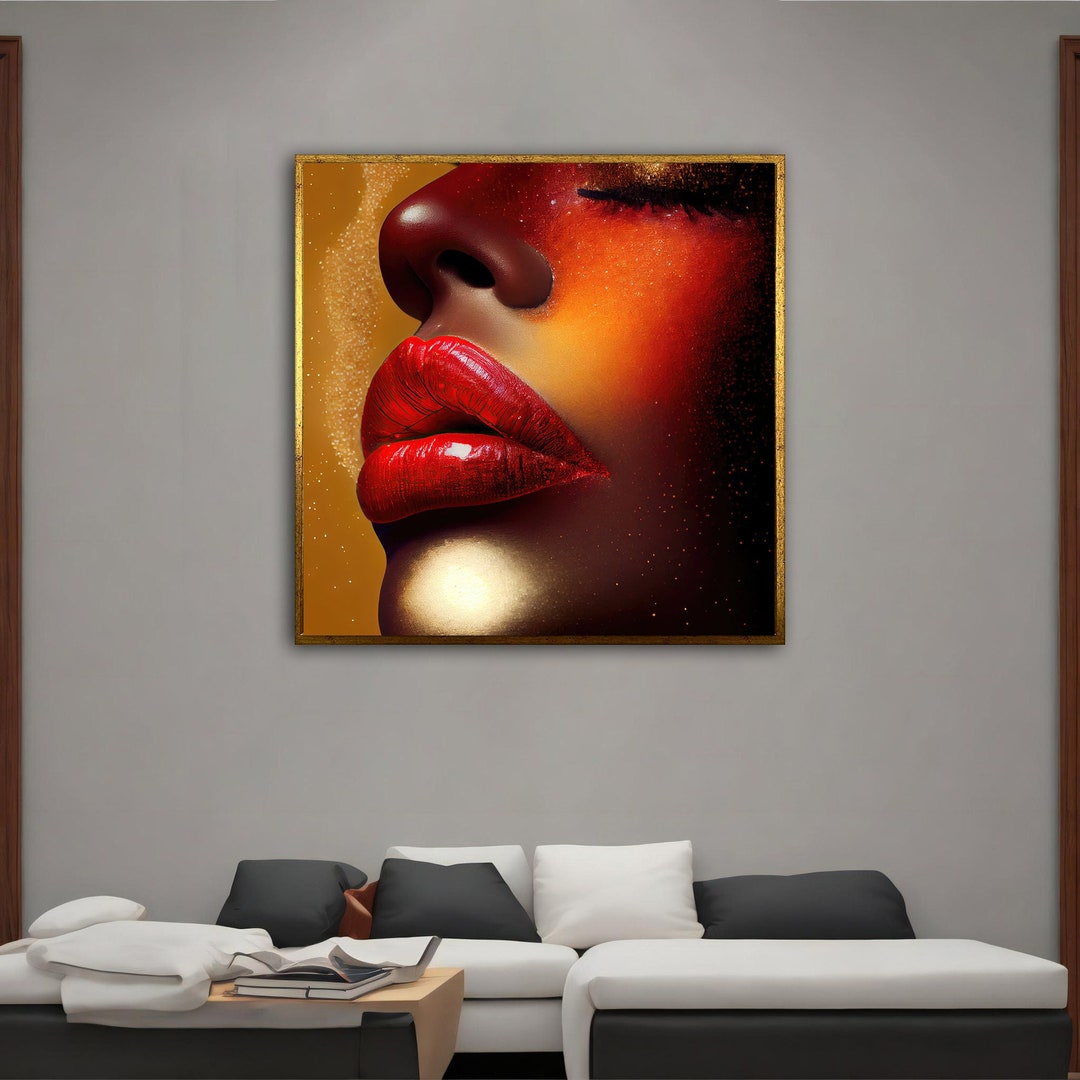 Red Lip Modern Canvas Wall Art, Lip Aesthetics Canvas Print, Beauty ...
