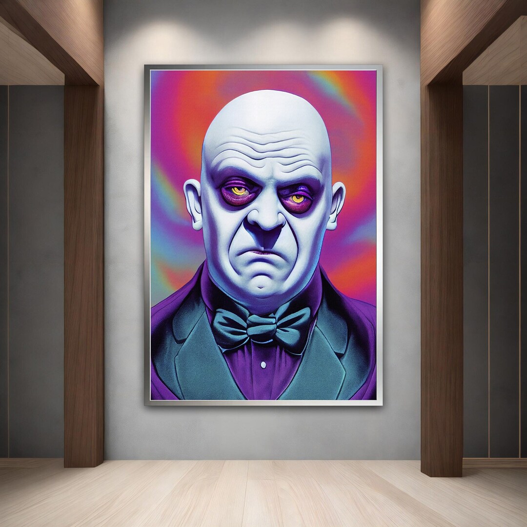 Uncle Fester Addams Family Graffiti Canvas Wall Art, Colorful Uncle ...