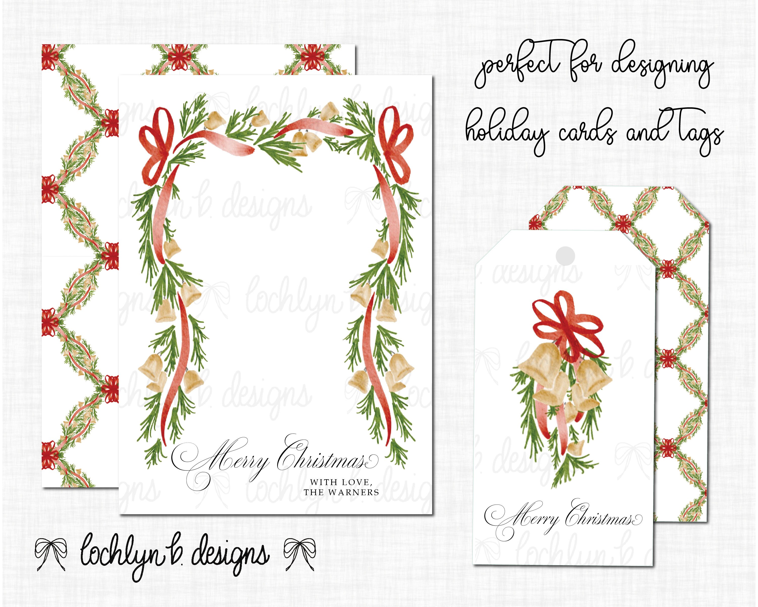 Watercolor Christmas Clipart | Holiday Card Design Elements (digital ...