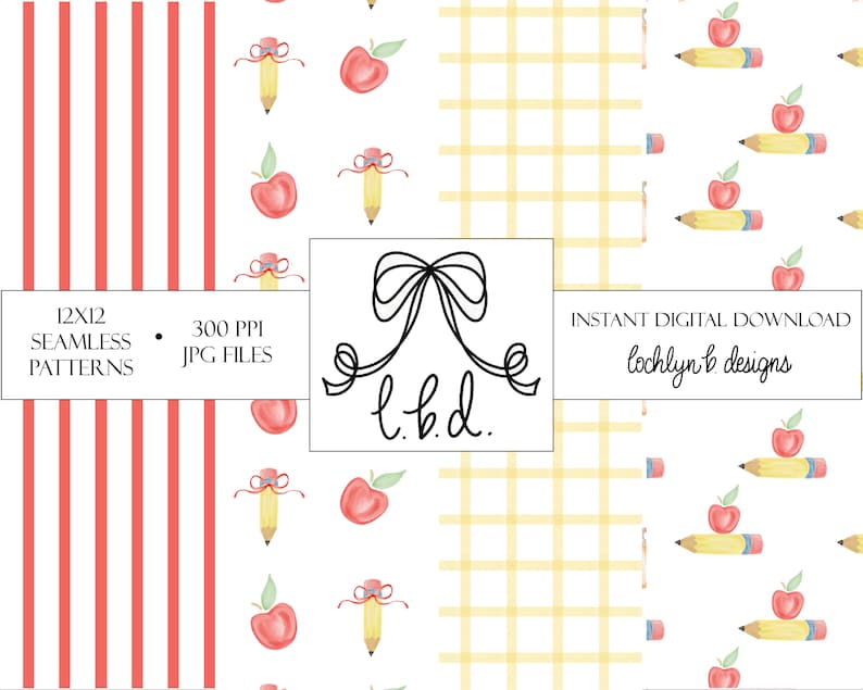 Watercolor Back to School Digital Paper Bundle | Instant Download ...