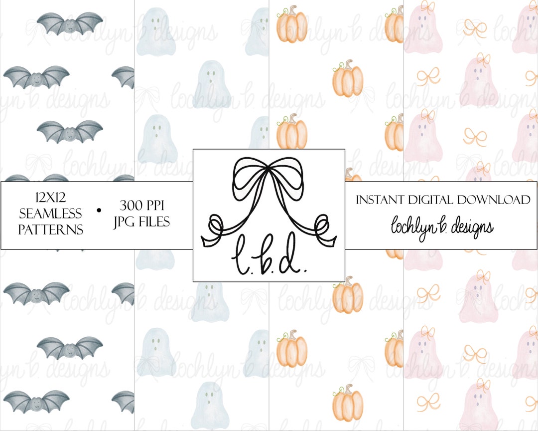 Watercolor Halloween Paper | Pumpkins, Bats, Ghosts (digital Download ...