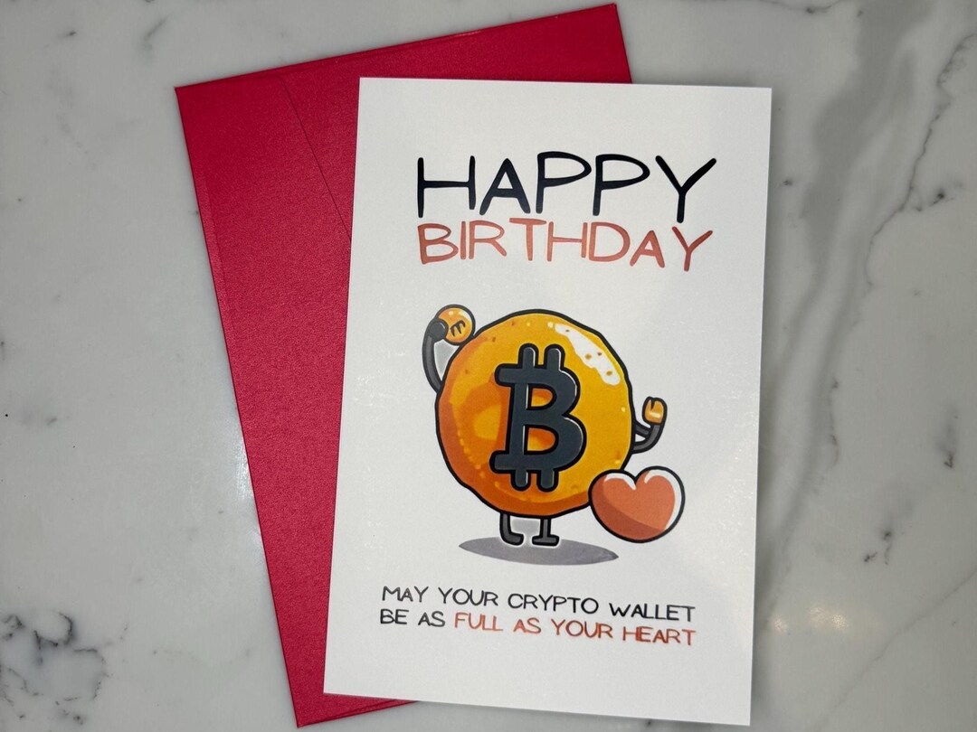 Funny Bitcoin Birthday Card: Crypto Wallet Greeting With Red Envelope ...