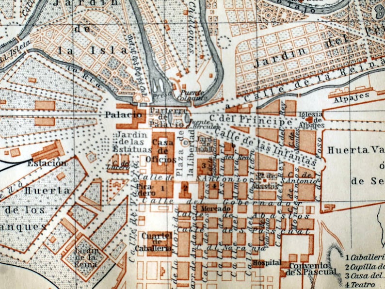 1898 Aranjuez Spain Map From Baedeker's Spain & Portugal - Etsy