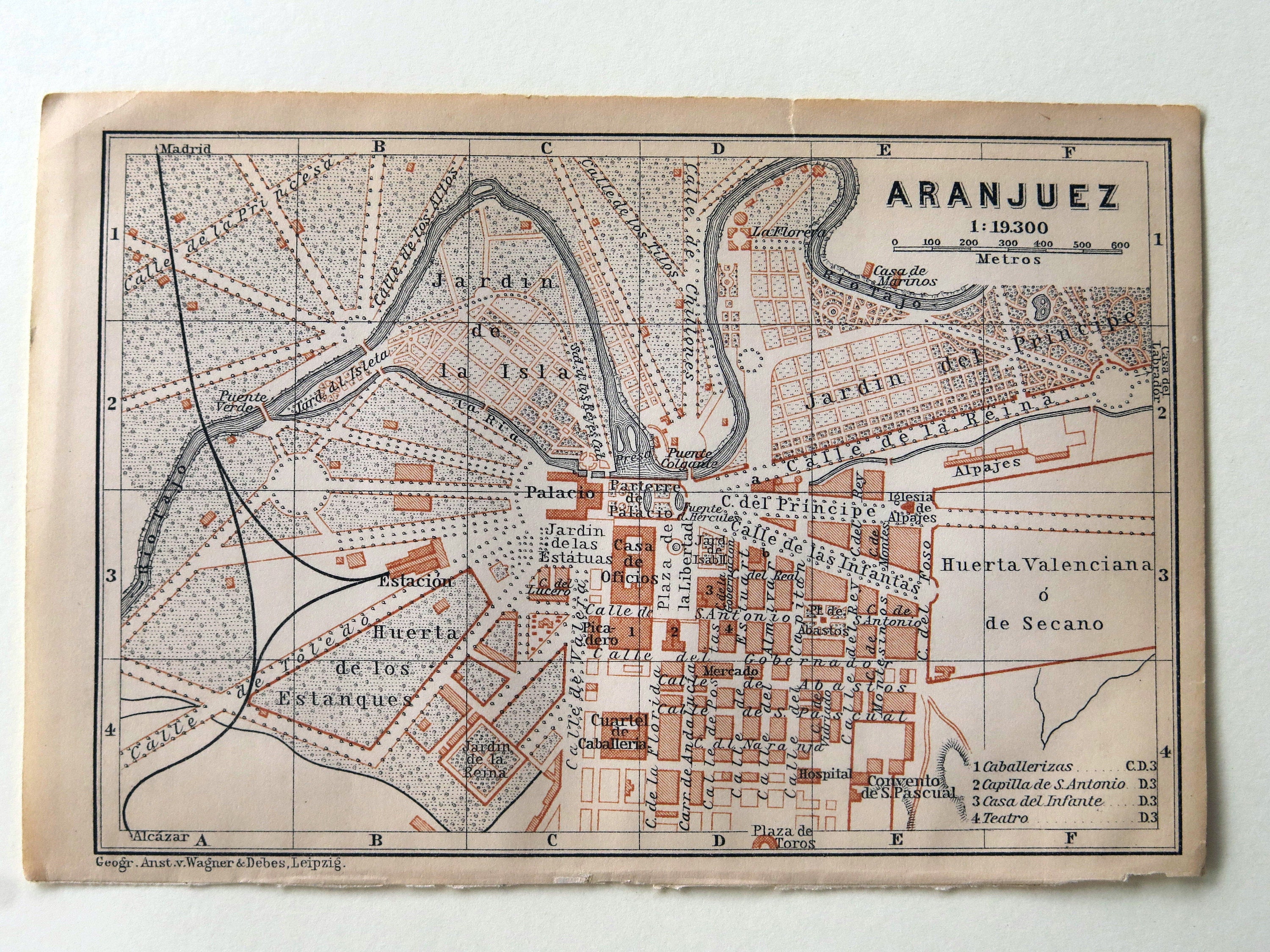 1898 Aranjuez Spain Map From Baedeker's Spain & Portugal - Etsy