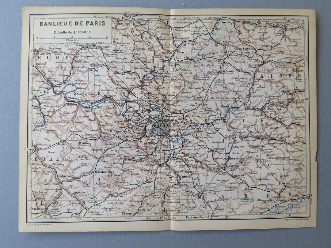 1896 Paris Banlieue Map From "baedeker's Paris & Environs" | Rare ...
