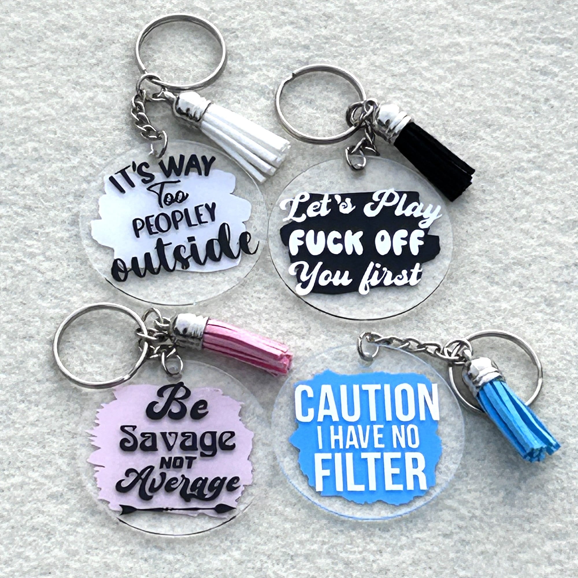 Caution I Have No Filter, 2 Keychain, Round Acrylic Keychain, Gifts ...