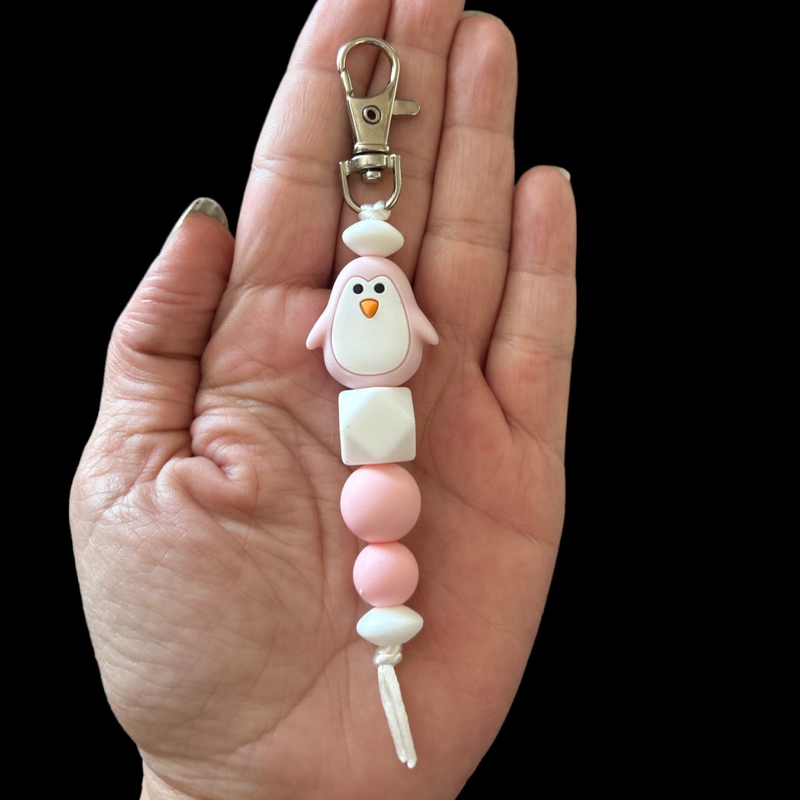 Penguin Keyring, Silicone Bead Keyring, Lobster Clasp Keyring, Waddle ...