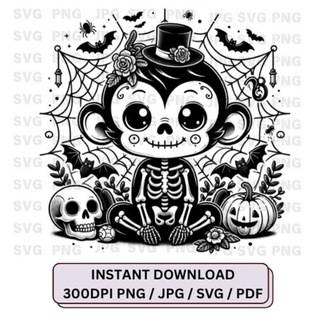 Goth Monkey, Halloween Sublimation Design, Instant Download, , Svg, Png ...
