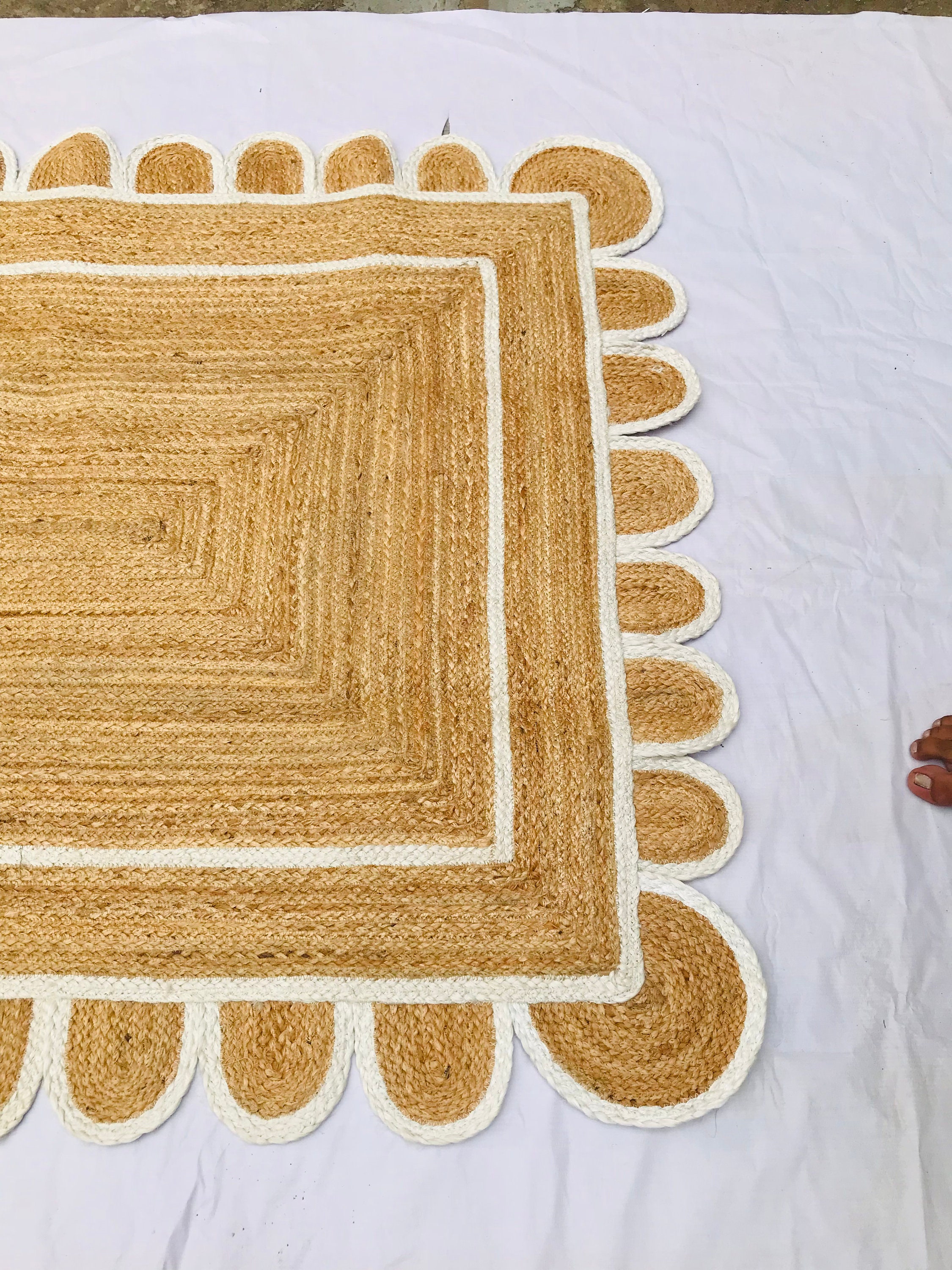 Scallop Jute Rug, Scalloped Runner Rug, Jute Scallop Rug, off White ...