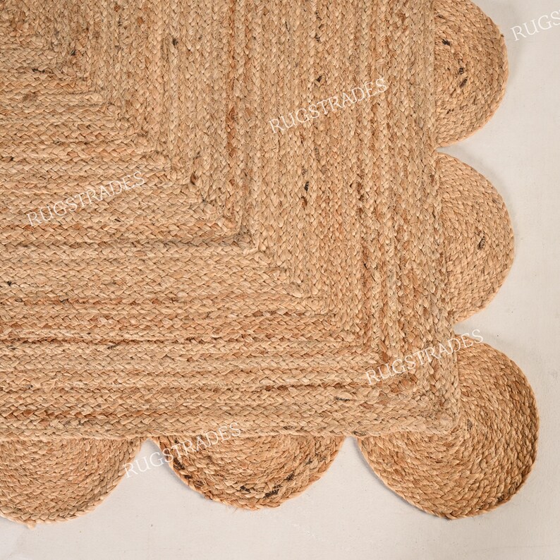 Natural Scalloped Jute Rug Scallop Pattern Rug Natural Jute Rug ...