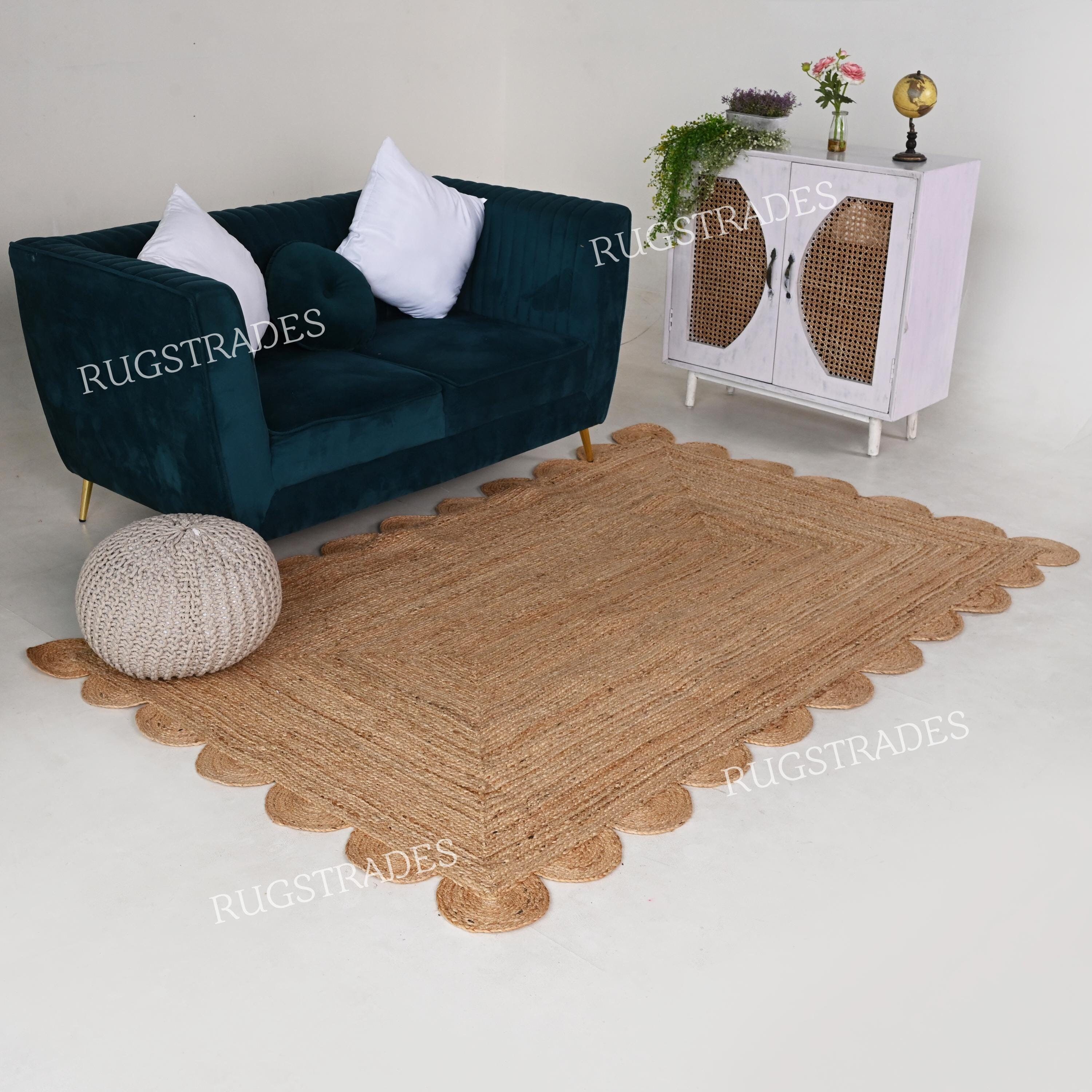 Natural Scalloped Jute Rug Scallop Pattern Rug Natural Jute Rug ...