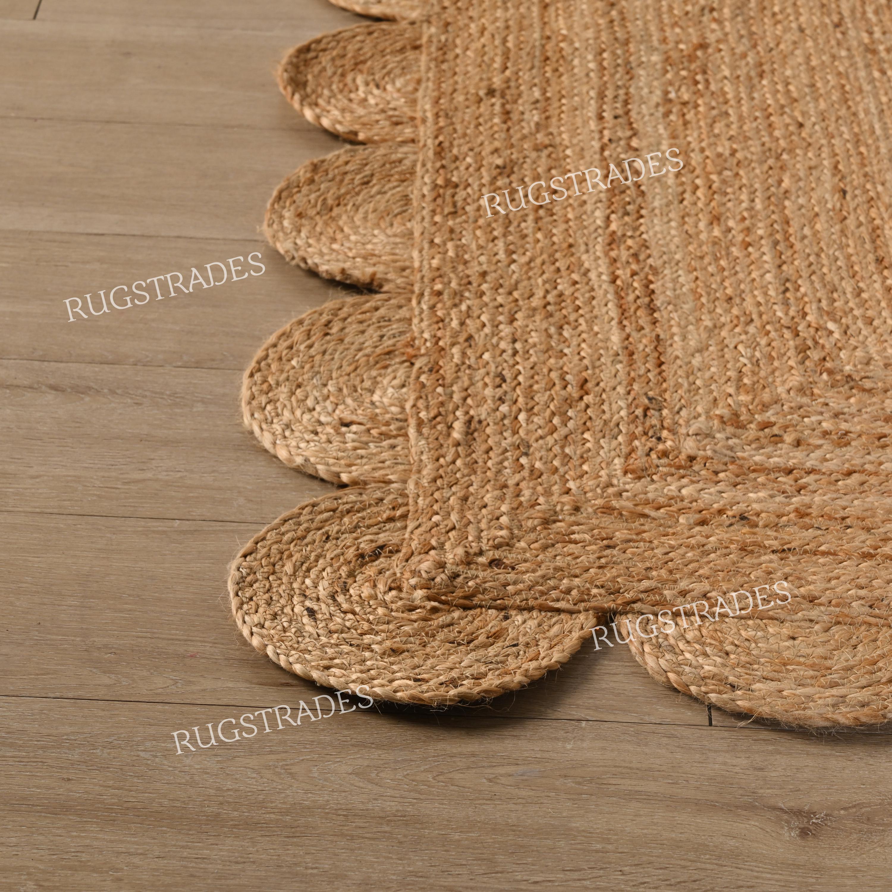 Natural Scalloped Jute Rug Scallop Pattern Rug Natural Jute Rug ...