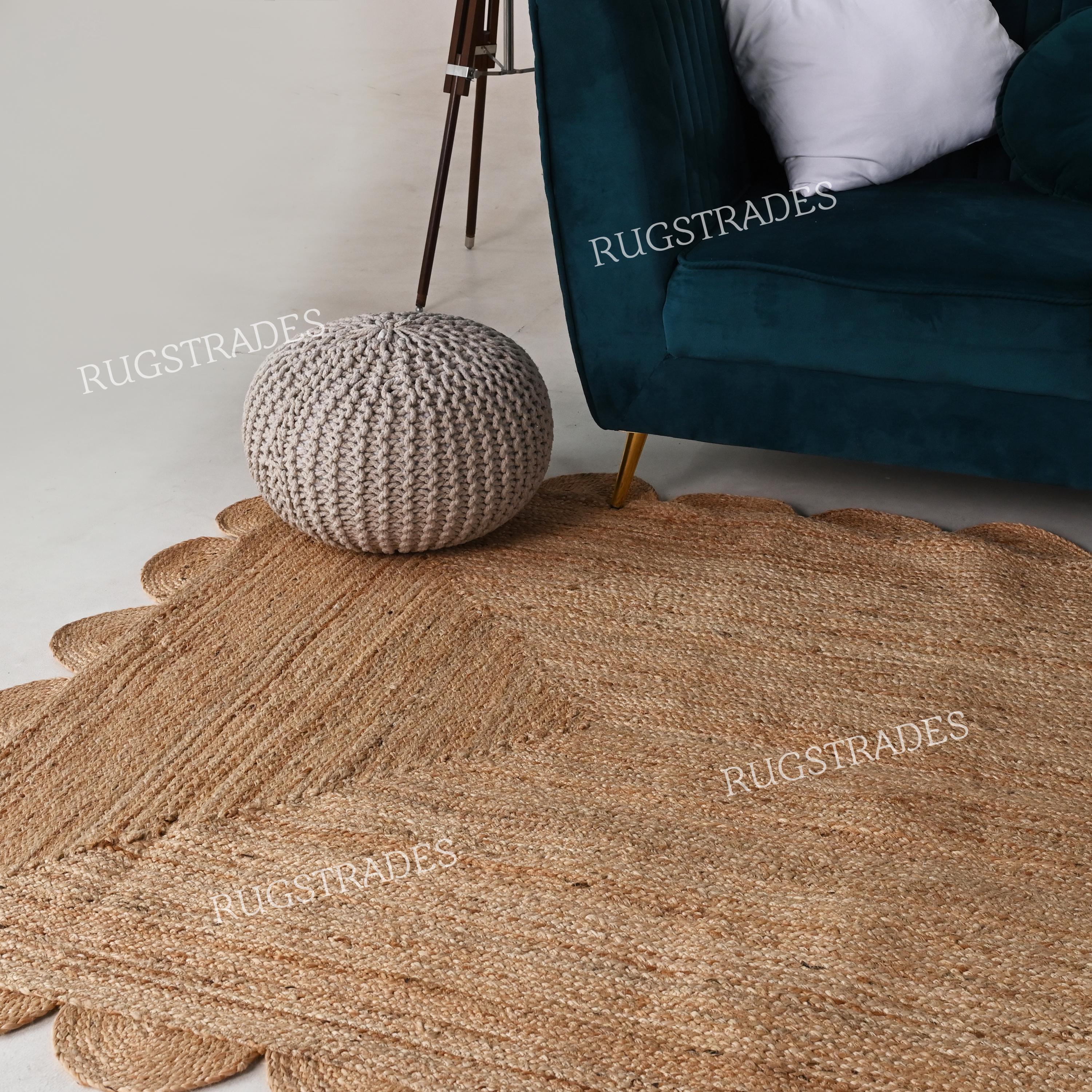 Natural Scalloped Jute Rug Scallop Pattern Rug Natural Jute Rug ...