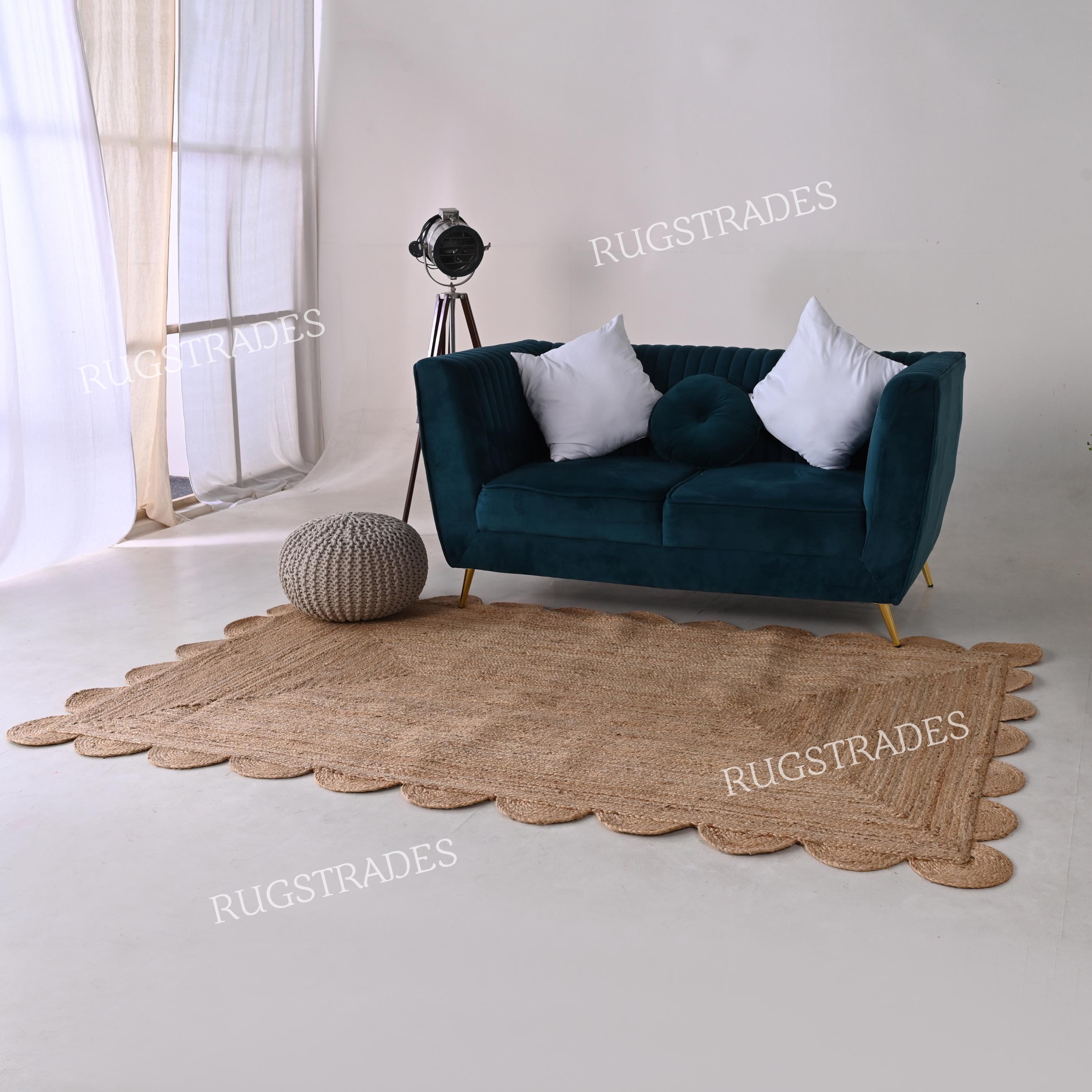 Natural Scalloped Jute Rug Scallop Pattern Rug Natural Jute Rug ...