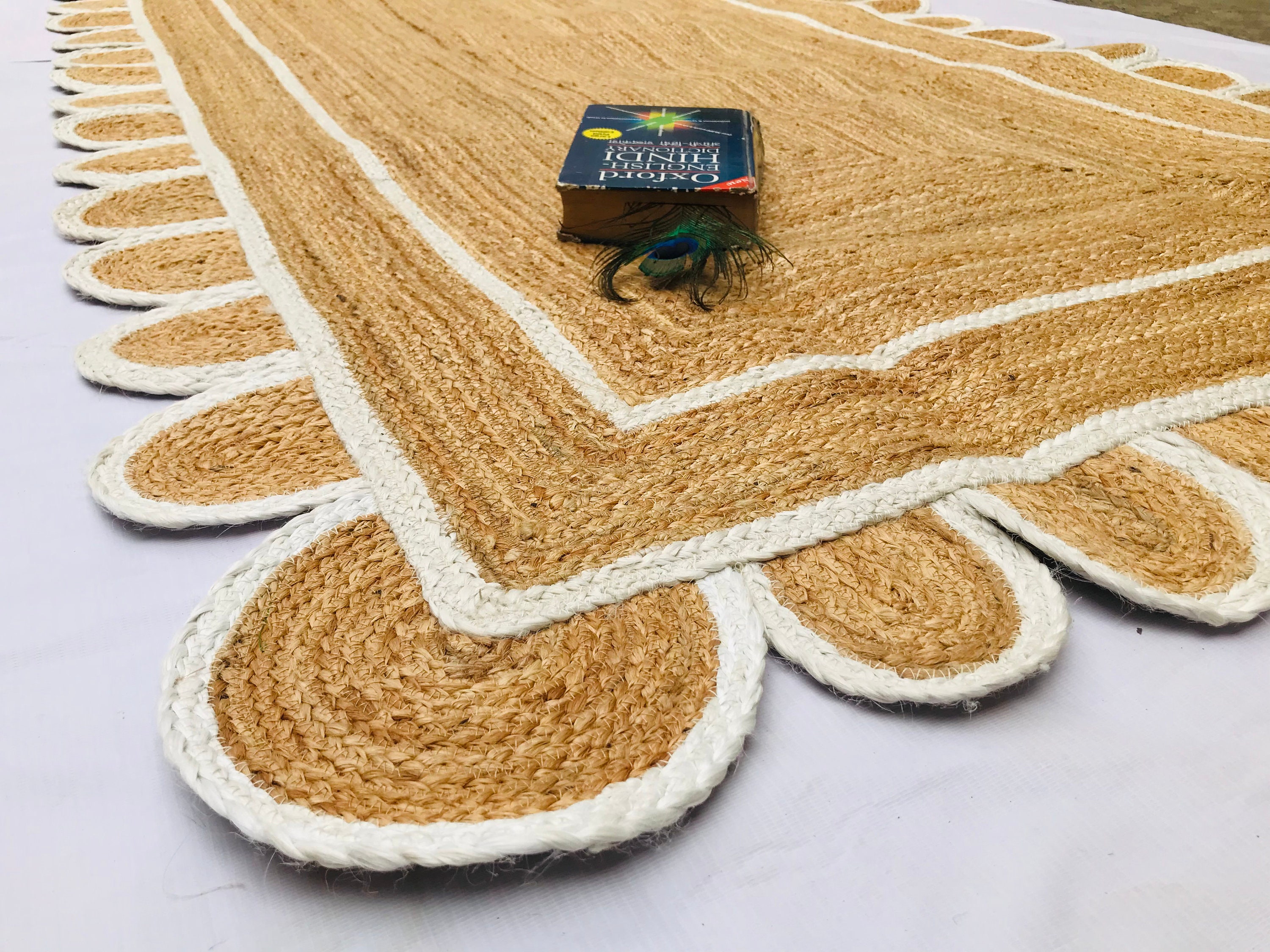 Scallop Jute Rug, Scalloped Runner Rug, Jute Scallop Rug, off White ...