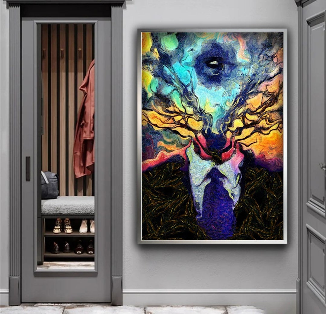 Man Figure in a Suit With Tree Branches Art, Surreal Man With One Eye ...
