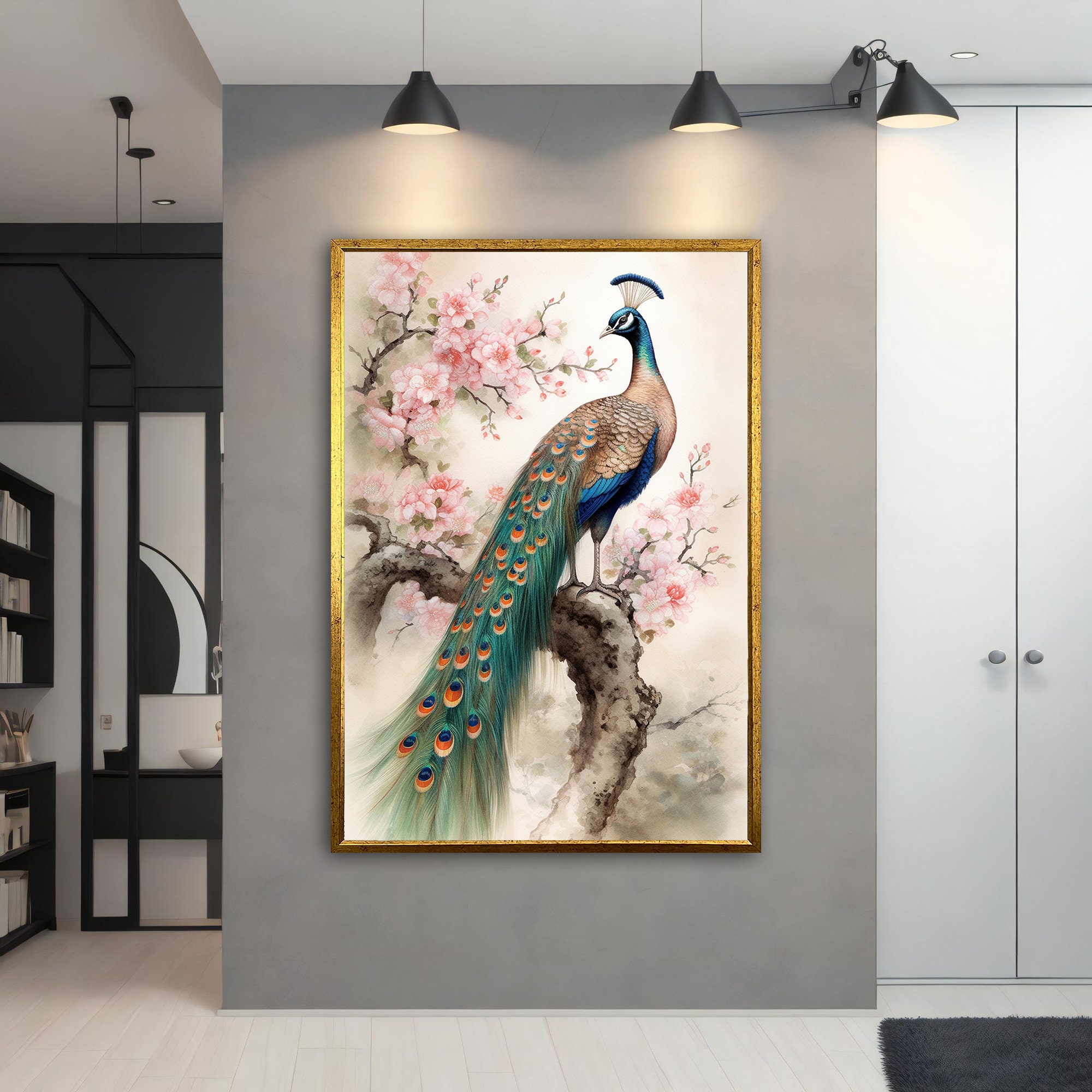 Peacock Canvas Painting, Peacock Poster, Peacock Wall Art, Peacock Art ...