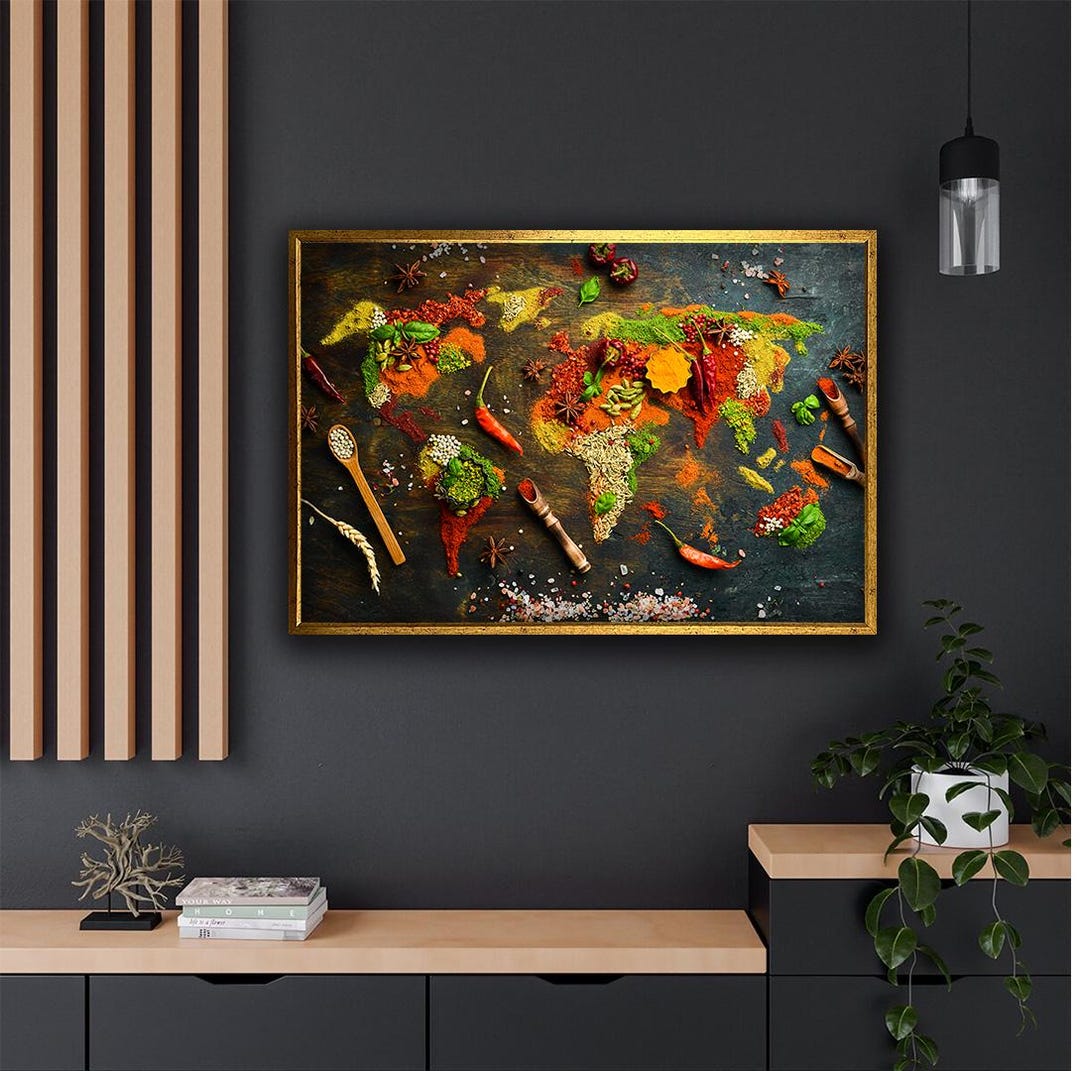 Spice World Map Canvas Art, Spices Wall Art, Indian Spices Art Print ...