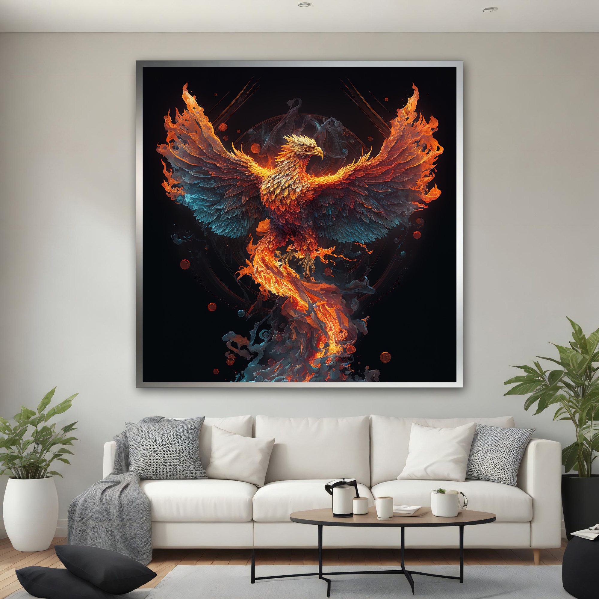 Phoenix Canvas Painting, Phoenix Bird Canvas Print, Phoenix Wall Art ...
