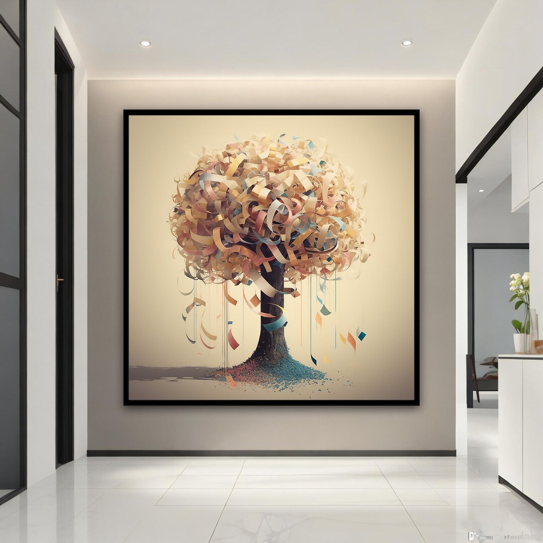 Confetti Tree Painting, Abstract Colorful Tree Canvas, Colorful Tree ...