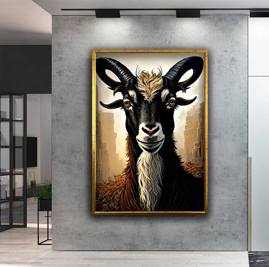 Goat Canvas Print, Black Goat Wall Art, Goat Canvas Art, Farm Animal ...