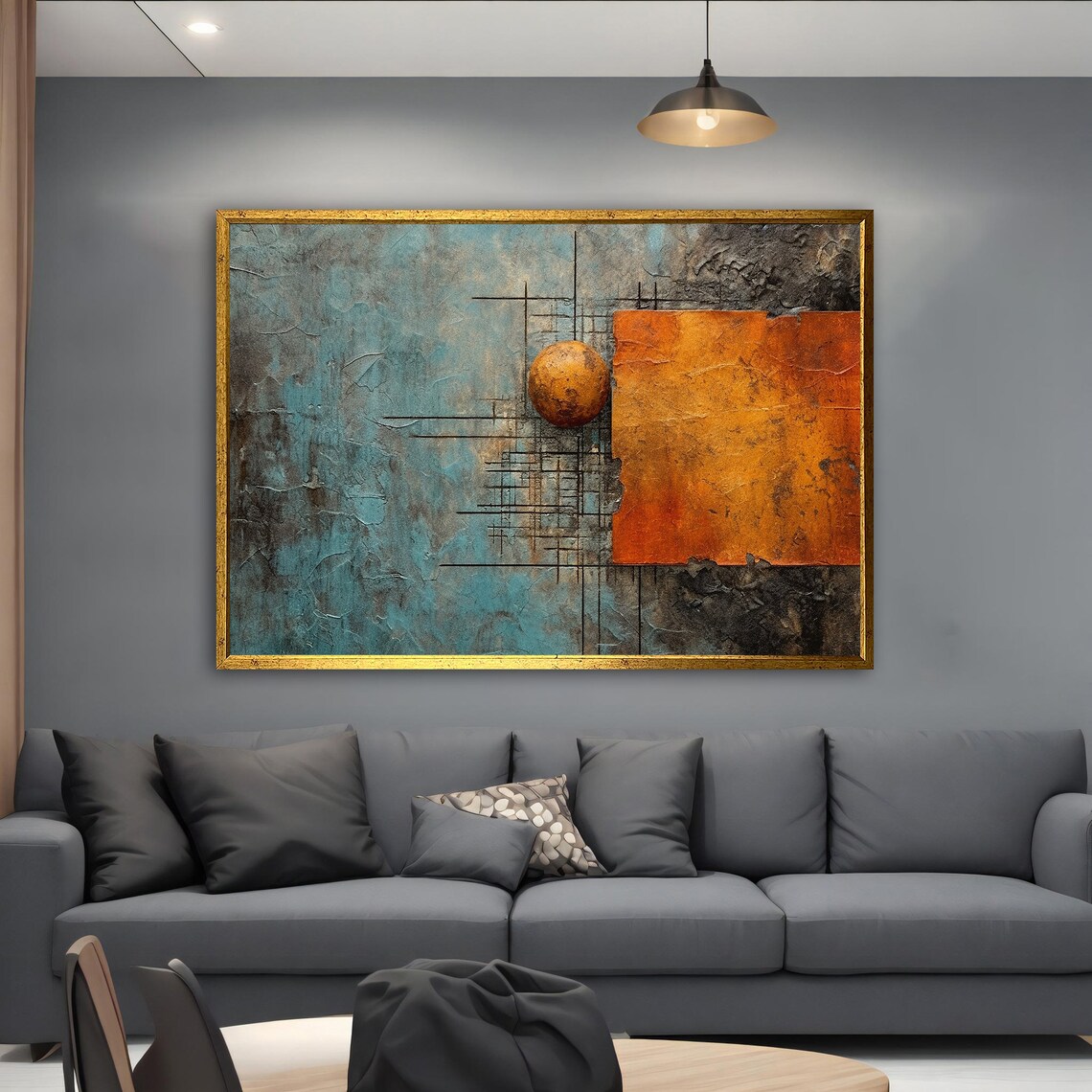 Orange and Blue Abstract Canvas Print, Abstract Art, Orange and Blue ...