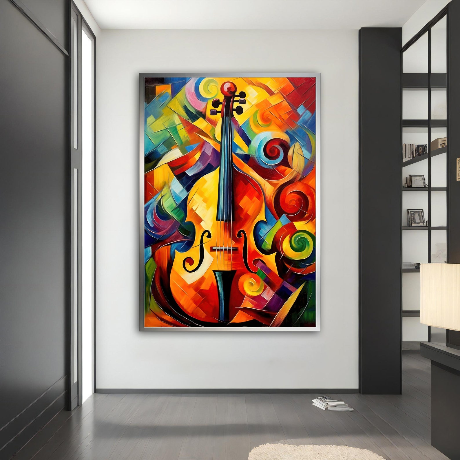 Violin Canvas Wall Art, Patterned Violin Wall Decor, Music Canvas Print ...