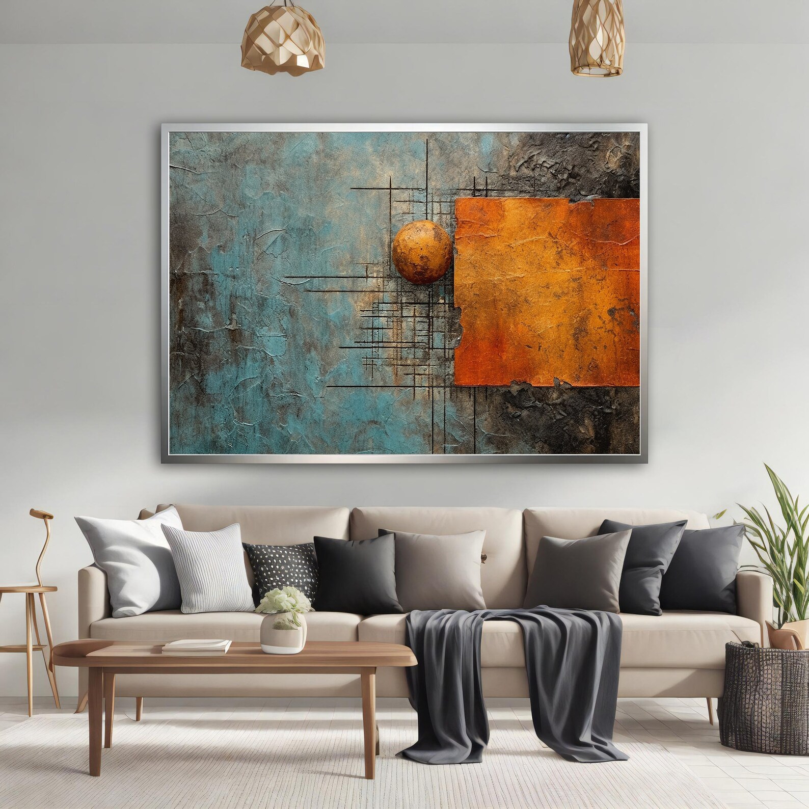 Orange and Blue Abstract Canvas Print, Abstract Art, Orange and Blue ...