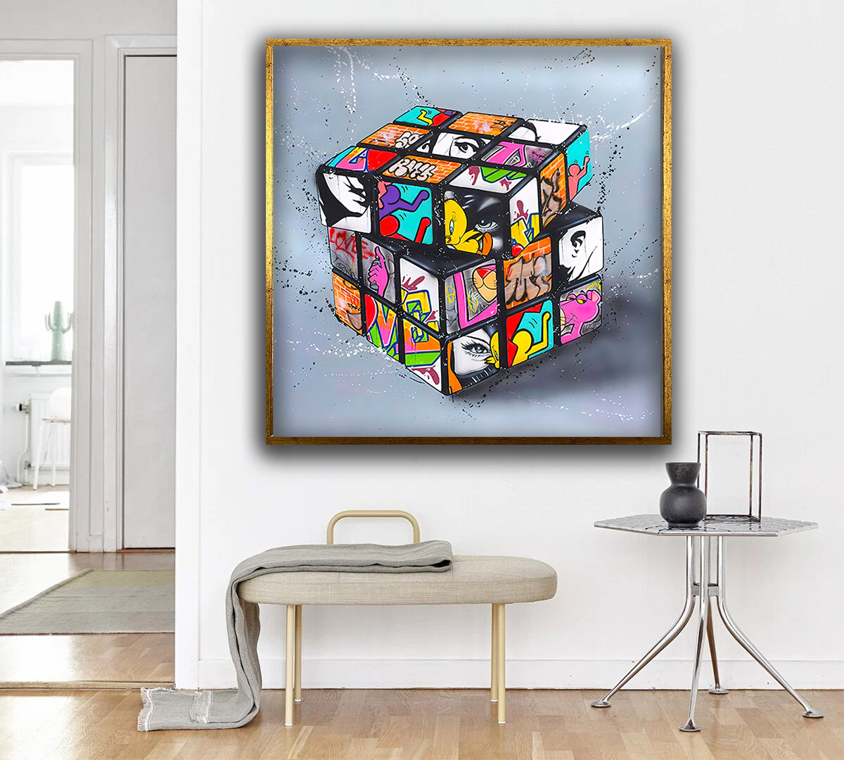 Rubik's Cube Graffiti Wall Art, Banksy Cube Street Art, Graffiti ...