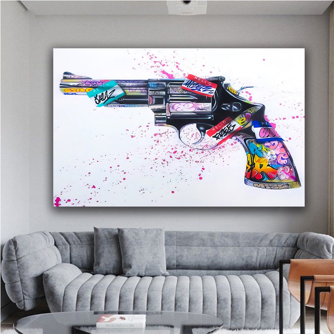 Graffiti Gun Canvas Wall Art, , Street Art Graffiti Gun Canvas , Gun ...