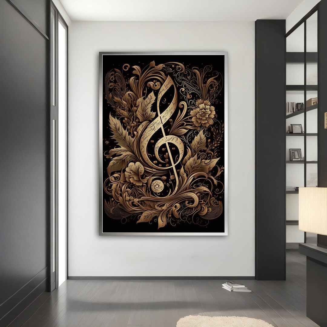 Music Note Canvas Wall Art, Musical Instrument Paintings on Canvas ...