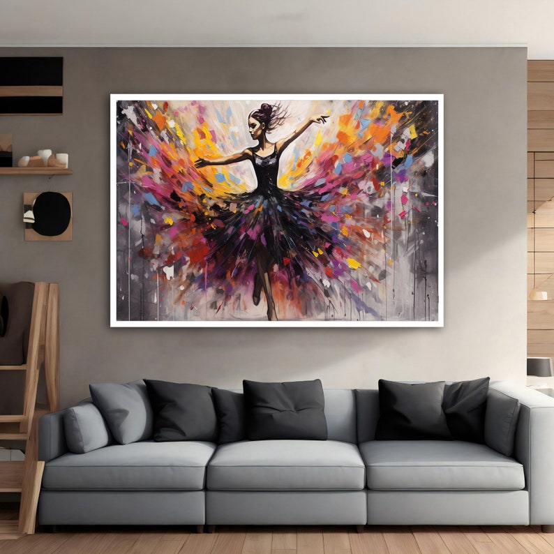 Colorful Dancer Woman Canvas Painting, Dancer Canvas Wall Decor, Dancer ...