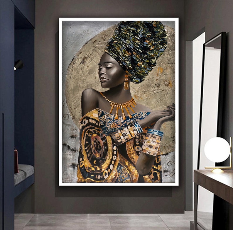 African Woman Wall Art, Beautiful Woman Wall Decor, Black Woman Canvas Print, African Canvas Art ...