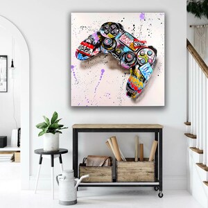 Graffiti Game Console Canvas Painting, Graffiti Joystick Canvas Print ...
