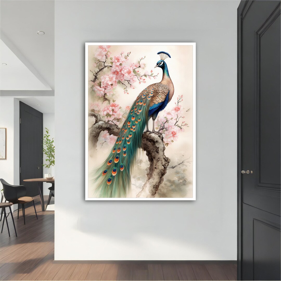Peacock Canvas Painting, Peacock Poster, Peacock Wall Art, Peacock Art ...