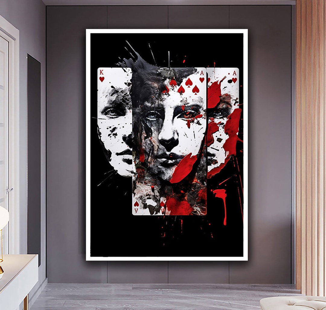 Playing Cards Wall Art, Bloody Playing Cards Canvas Art, Playing Cards ...