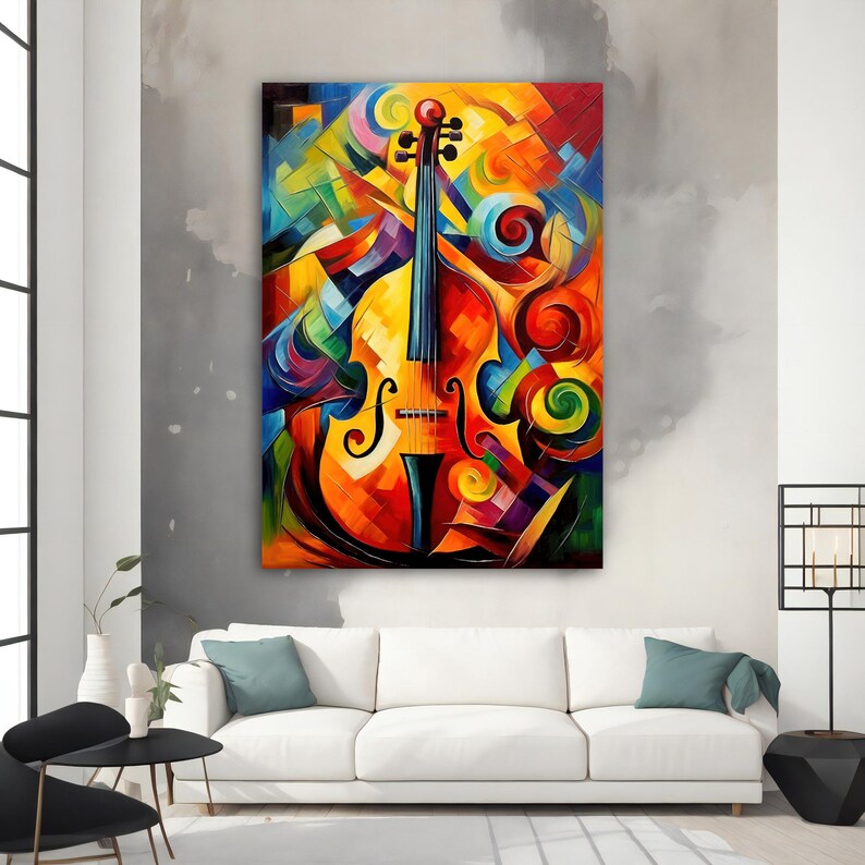 Violin Canvas Wall Art, Patterned Violin Wall Decor, Music Canvas Print ...