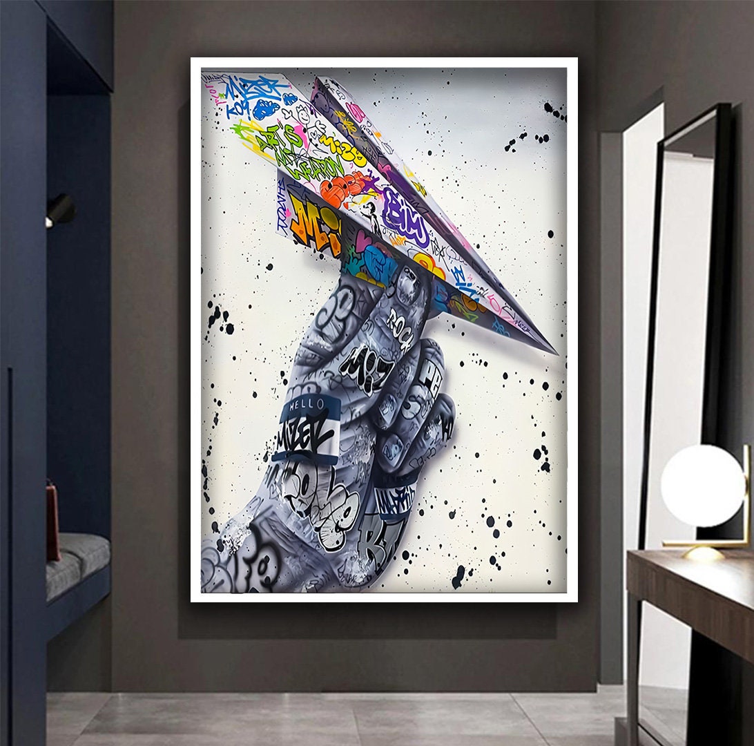 Graffiti Paper Plane Wall Art Graffiti Hand and Paper - Etsy