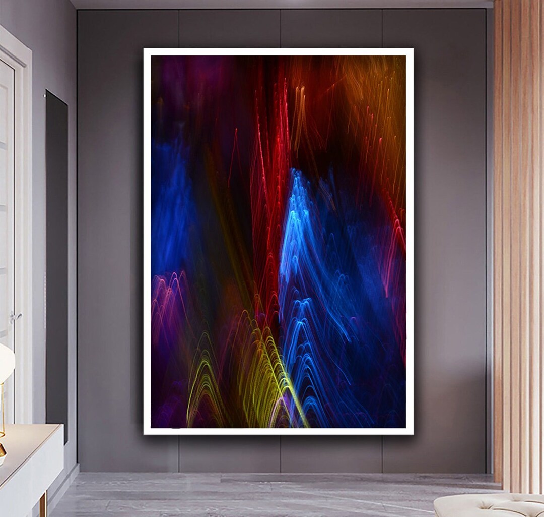 Colored Lights Canvas Art, Abstract Light Canvas Print, Color Waves ...