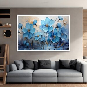 Blue Flower Canvas Art, Blue Violets Wall Art, Flower Botanical Canvas ...