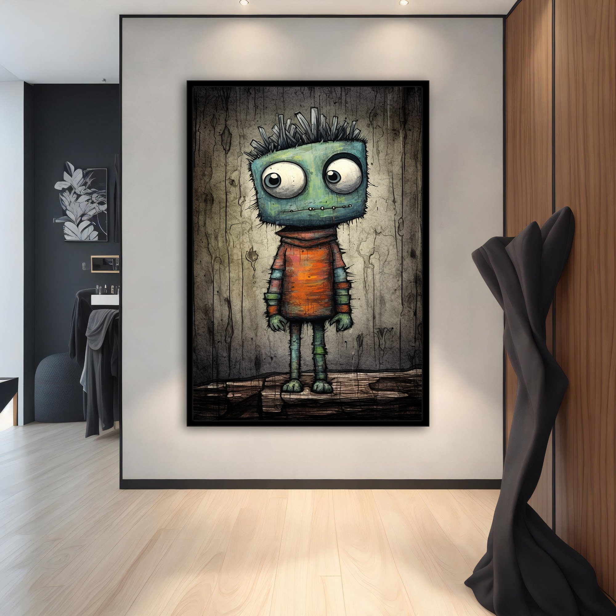 Blue Monster Graffiti Wall Art, Modern Street Art, Original Graffiti ...