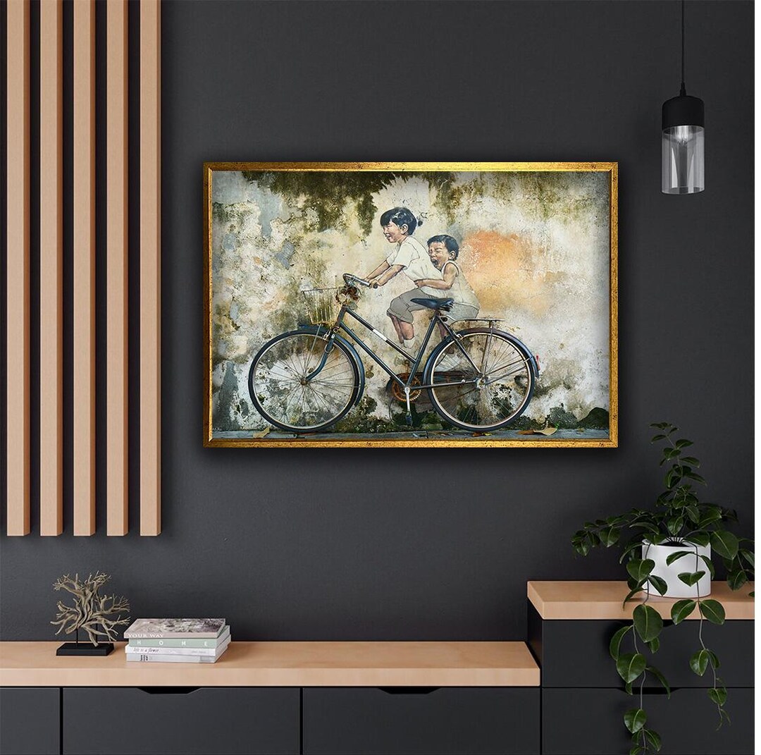 Children on Bicycle Canvas Art, Penang Street Wall Art, Kids Room Decor ...