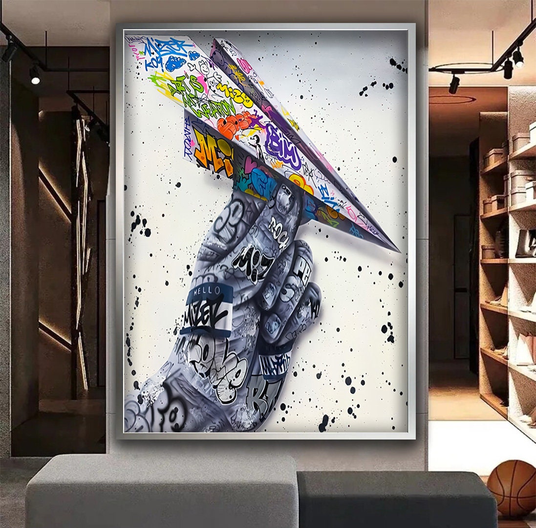 Graffiti Paper Plane Wall Art Graffiti Hand and Paper - Etsy
