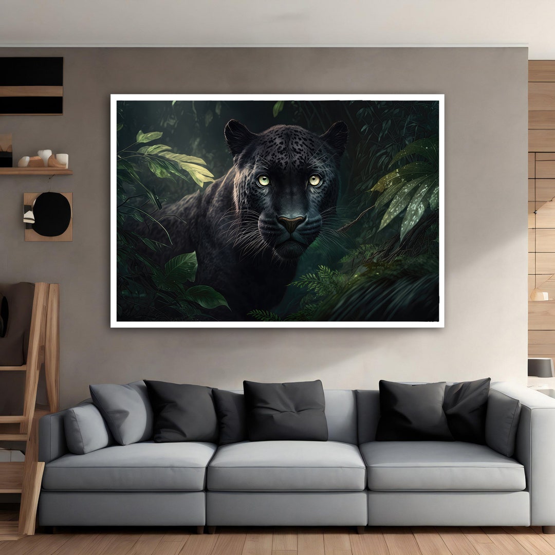Black Panther in the Jungle Canvas Painting, Black Panther Canvas Print ...