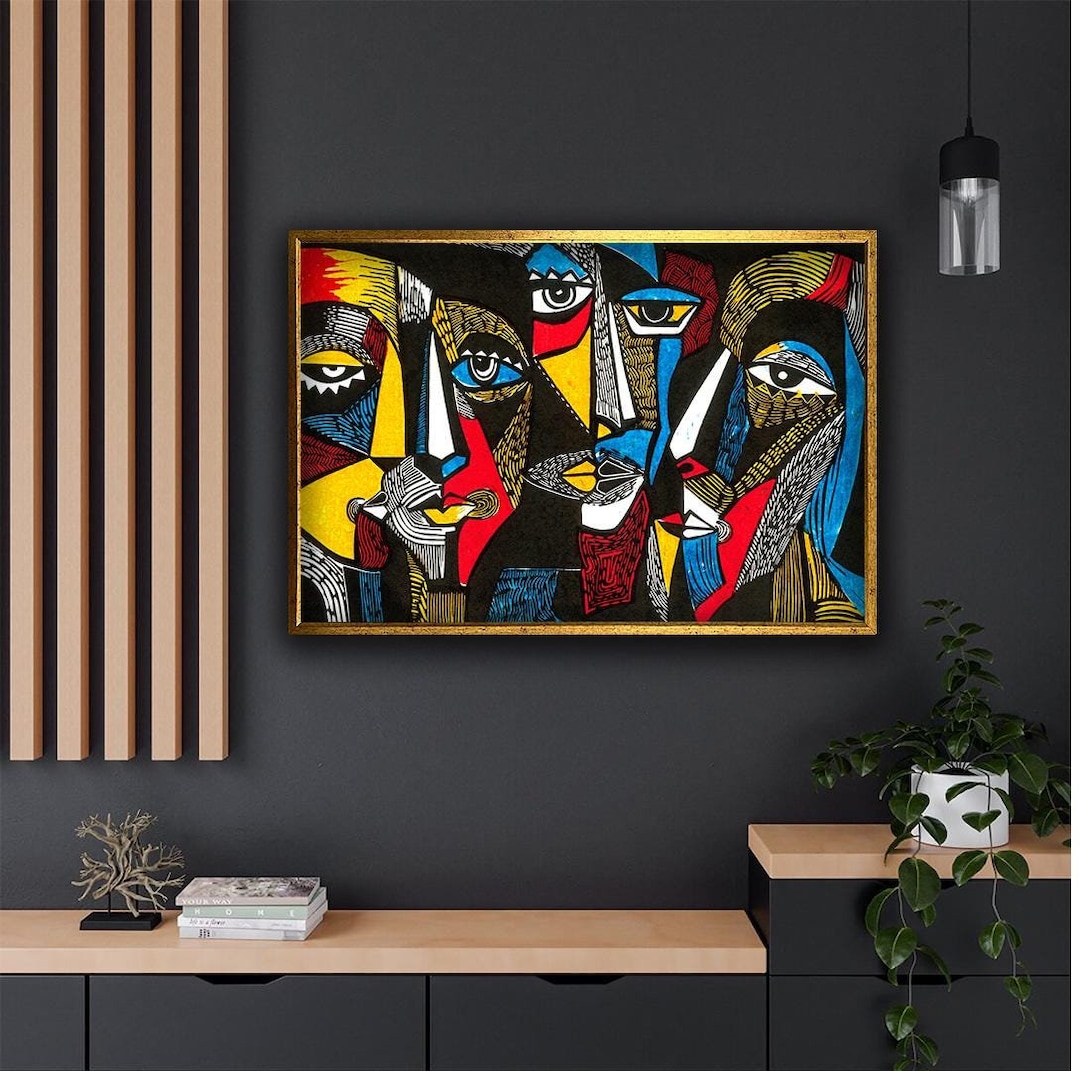 Human Face Canvas Art, Colorful Face Wall Art, Contemporary Art Canvas ...