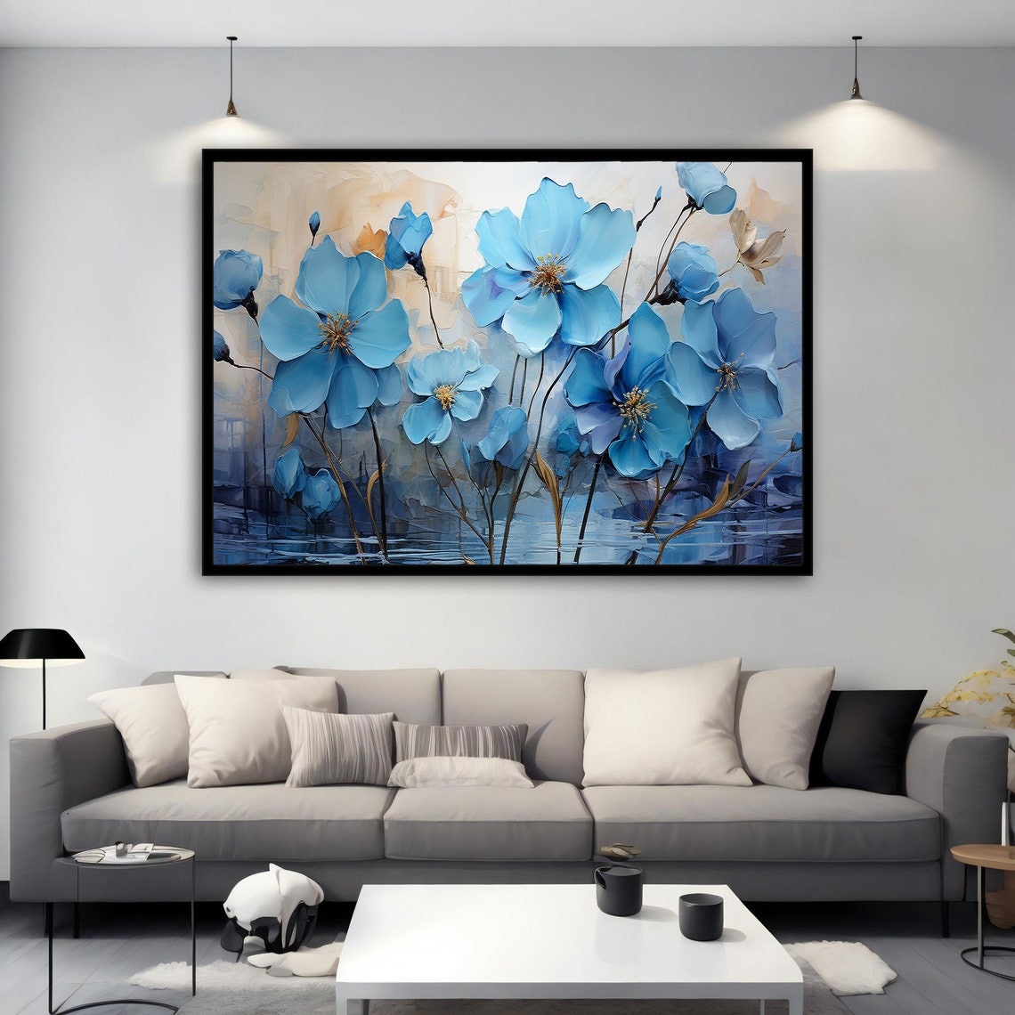 Blue Flower Canvas Art, Blue Violets Wall Art, Flower Botanical Canvas ...