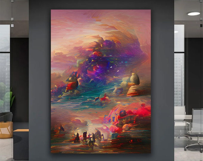 Surreal Landscape With Floating Structures Art Print 18x24in - Etsy