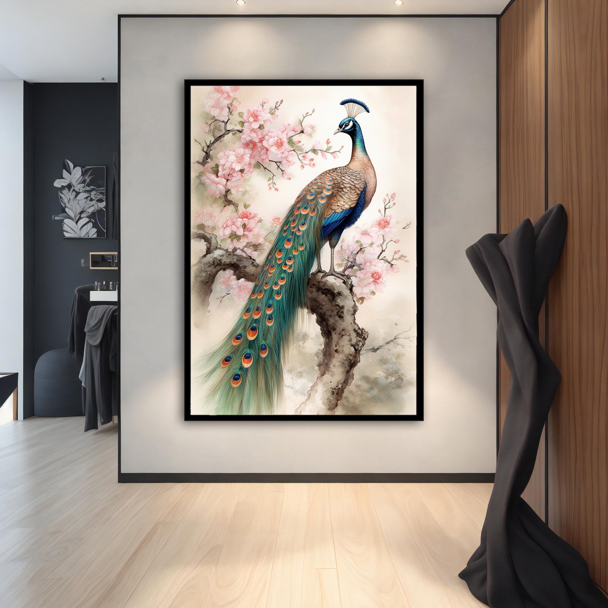 Peacock Canvas Painting, Peacock Poster, Peacock Wall Art, Peacock Art ...